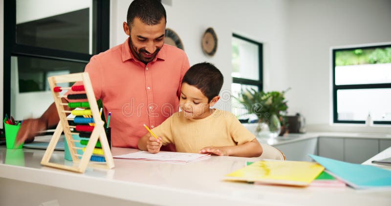 Son, Father and Education with High Five by Writing, Brain Development ...