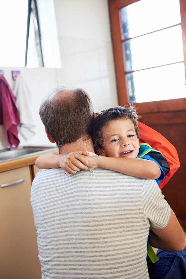 Son hugging dad stock photo. Image of caucasian, laughing - 41148674