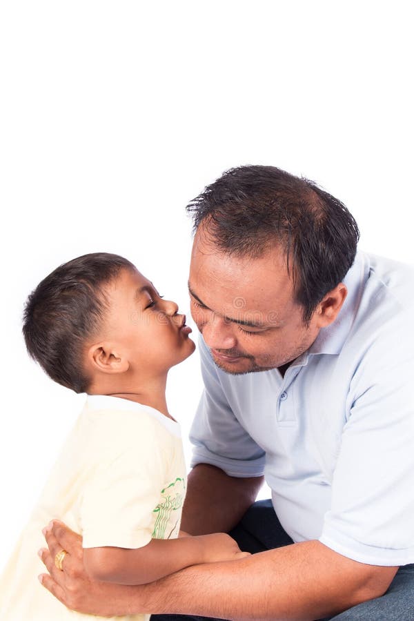 Son kiss his father stock image. Image of small, family - 66057943