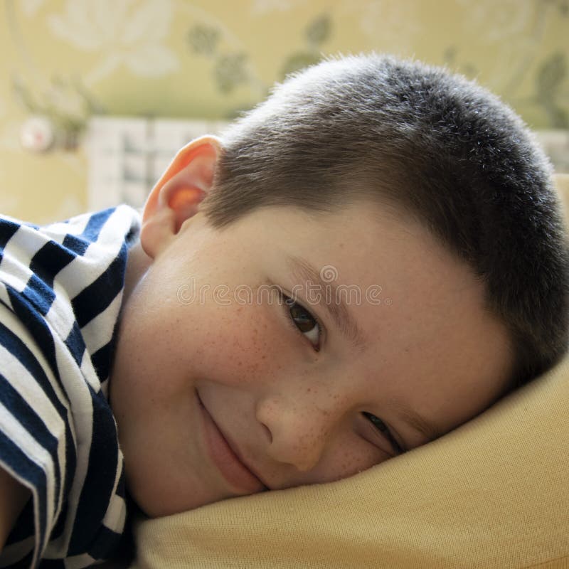 Son lay down to rest stock photo. Image of smile, small - 145501612