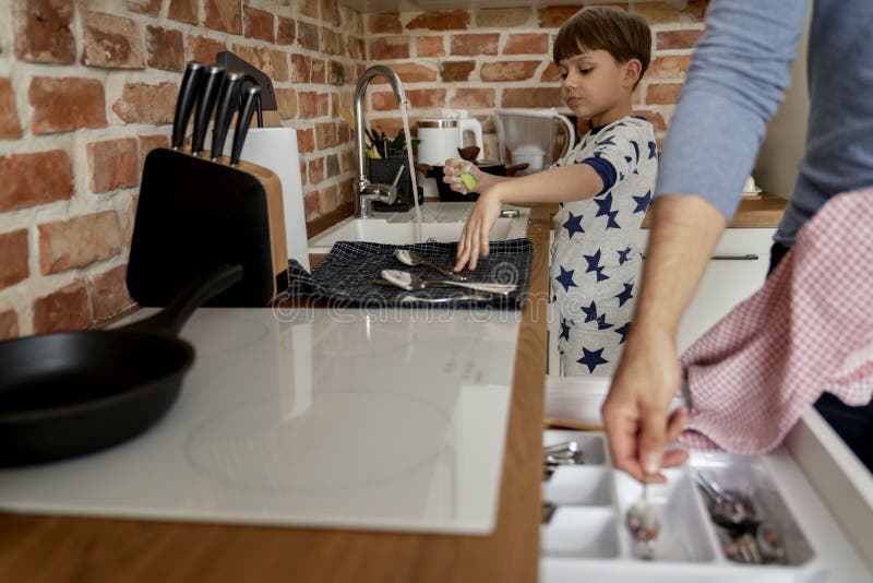 Cleaning after the Breakfast Stock Photo - Image of housework, interior ...