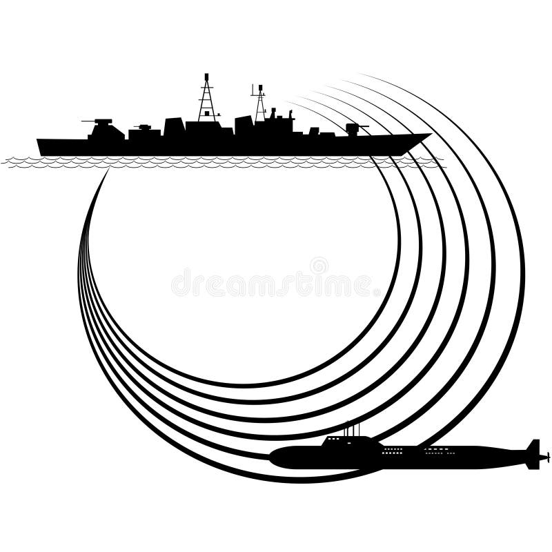 Sonar stock vector. Illustration of ship, boat, battleship - 45585984