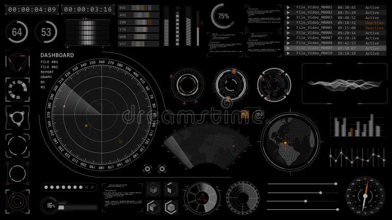 Sonar Radar Screen Searching an Object with Futuristic Head Up Display ...