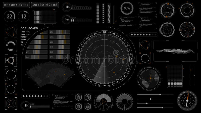 Sonar Radar Screen Searching an Object with Futuristic Head Up Display ...