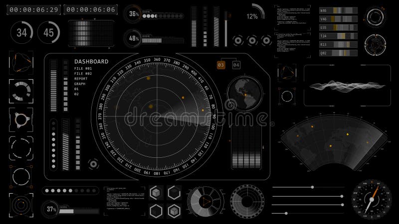 Sonar Radar Screen Searching an Object with Futuristic Head Up Display ...