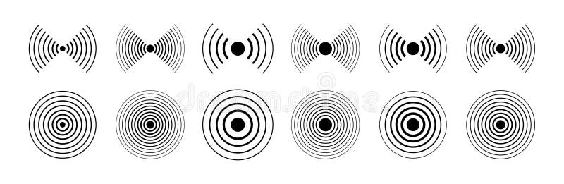 Sonar Sound Waves Icon Set. Concentric Circle Sign Stock Vector ...