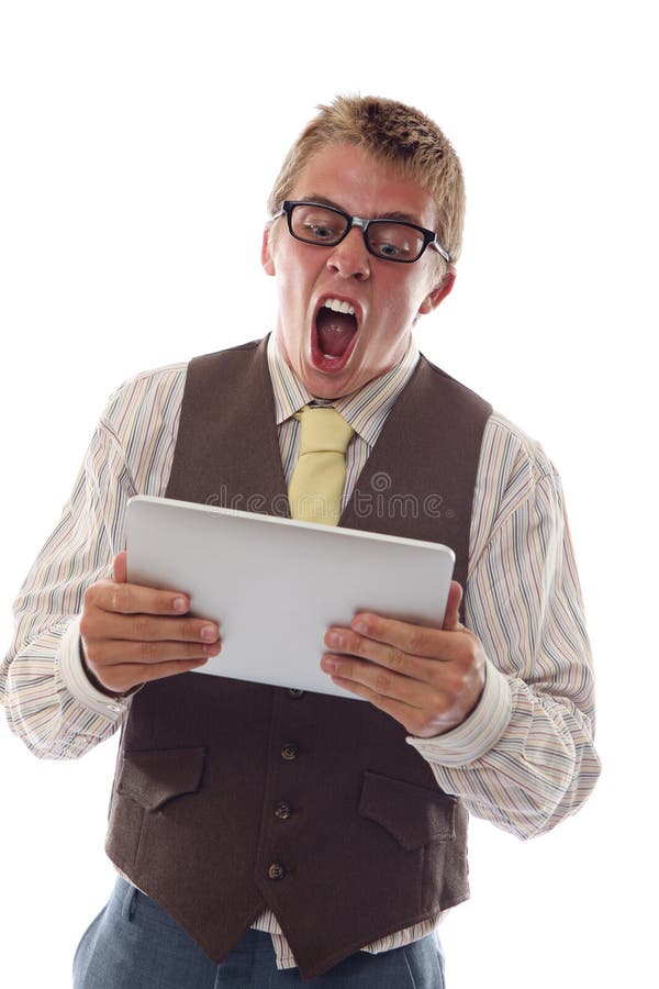 Sonderling Mit Seiner Tablette Stockbild - Bild von streber ...