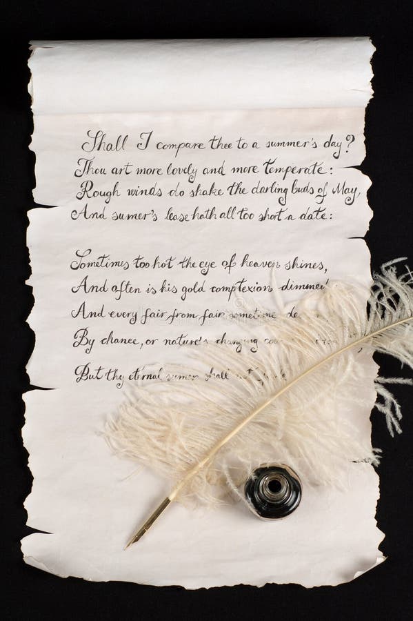 Soneto 18 de Shakespeare imagem de stock. Imagem de scroll - 14134129