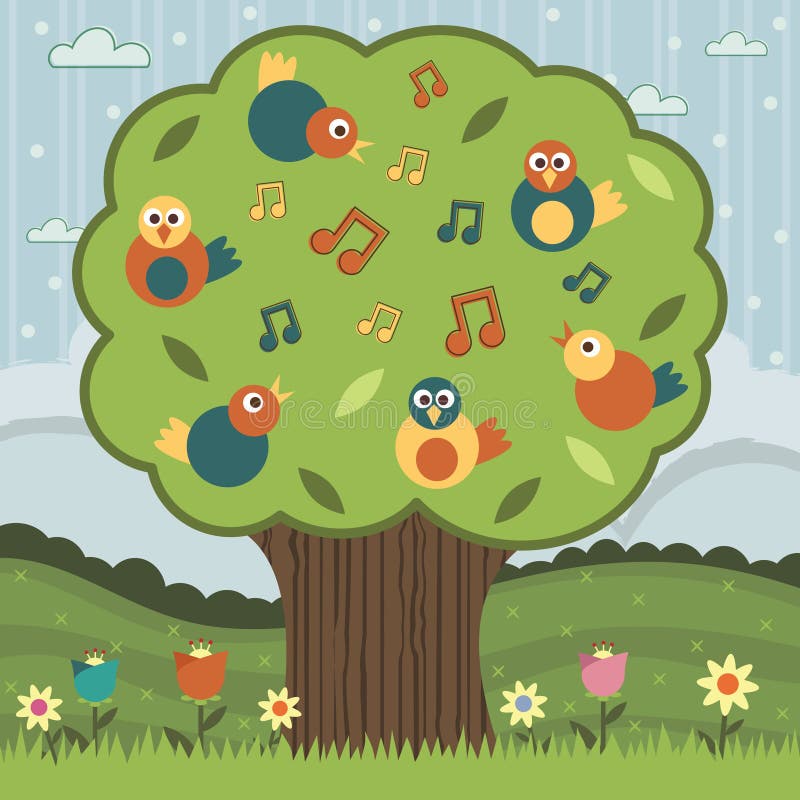 Song bird stock vector. Illustration of branch, beak, tune - 9829332