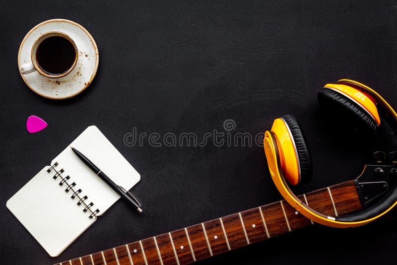 Song Writer Set with Musician and DJ Instruments Black Background Top ...