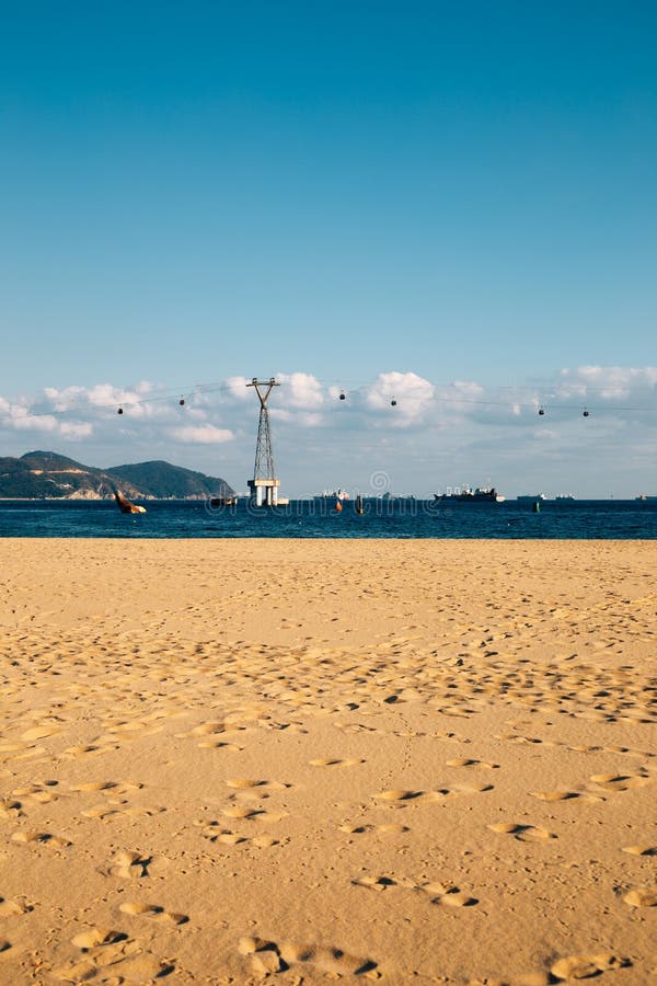 Songdo Beach and Cable Car in Busan, Korea Stock Photo - Image of relax ...