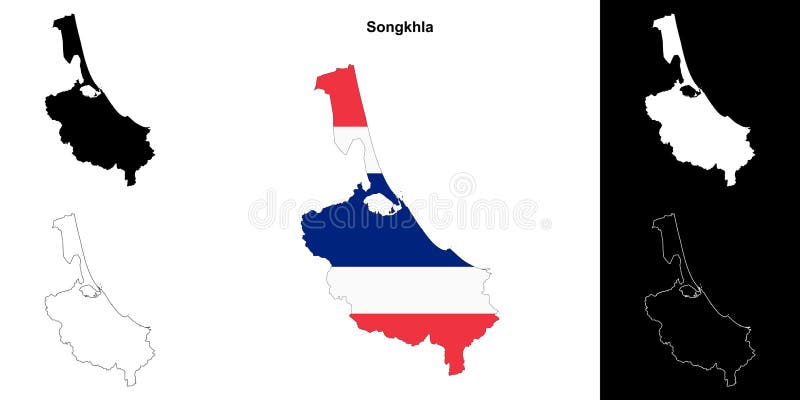 Songkhla outline map stock vector. Illustration of boundary - 323683222