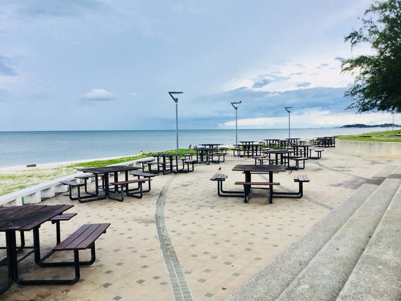 Samila Beach Seascape In Summer Season With Blue Sky Scattered Clouds ...