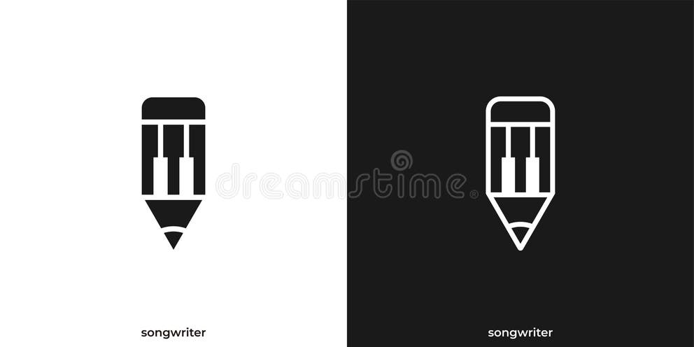 Songwriter Logo. Abstract Piano and Pencil Icon with Minimalist Style ...