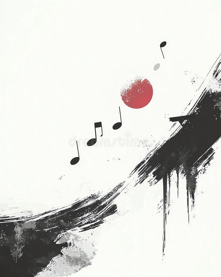 Songwriting As Hobby, Abstract Composition with Music Notes and Red ...