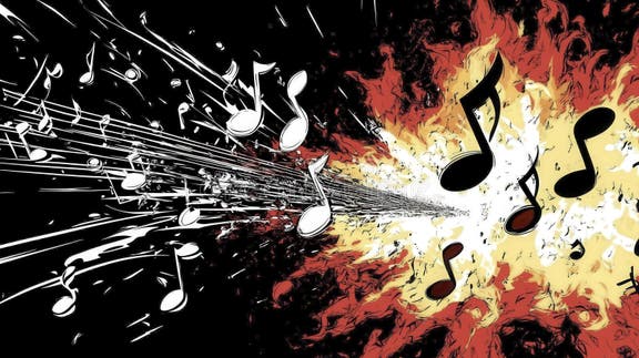 Sonic Explosion of Vibrant Notes and Rhythmic Force Stock Illustration ...