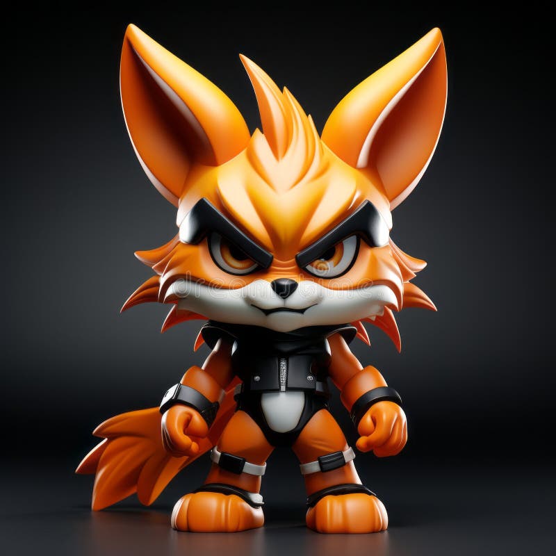 Fierce Fox Vinyl Figurine - Action-packed Vray Tracing Cartoon Style ...
