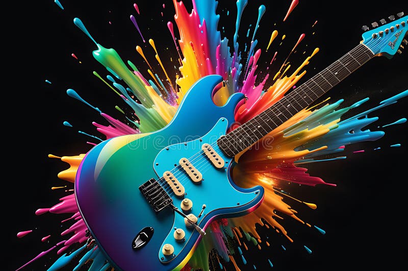 Sonic Spectrum: Electric Guitar Front and Center, Splashed with Rainbow ...