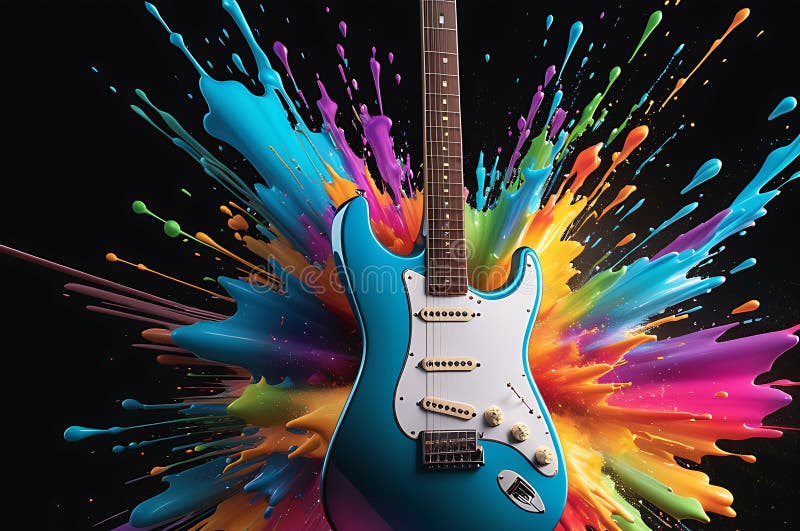Sonic Spectrum: Electric Guitar Front and Center, Splashed with Rainbow ...