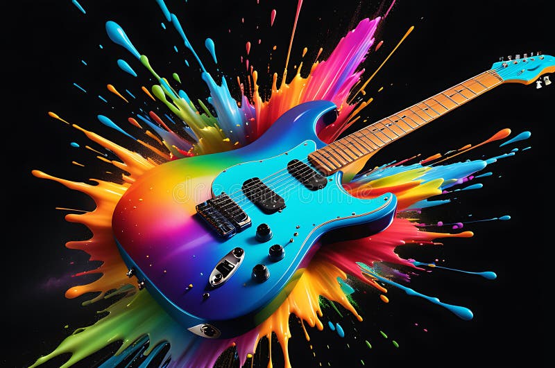 Rainbow Hues Electric Guitar Stock Illustration - Illustration of ...