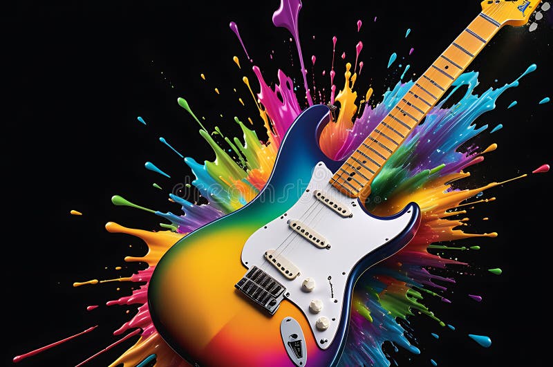 Rainbow Hues Electric Guitar Stock Illustration - Illustration of ...