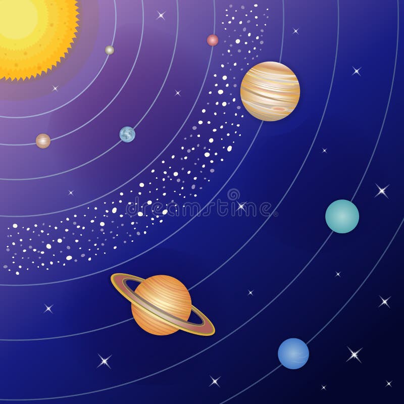 Sonnensystem Mit Acht Planeten Vektor Abbildung - Illustration von ...