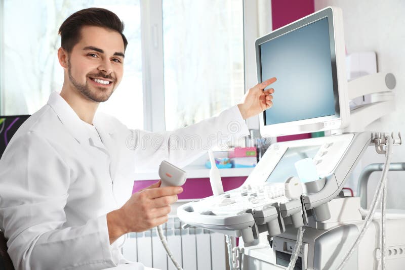 Sonographer Using Modern Ultrasound Machine Stock Image - Image of ...