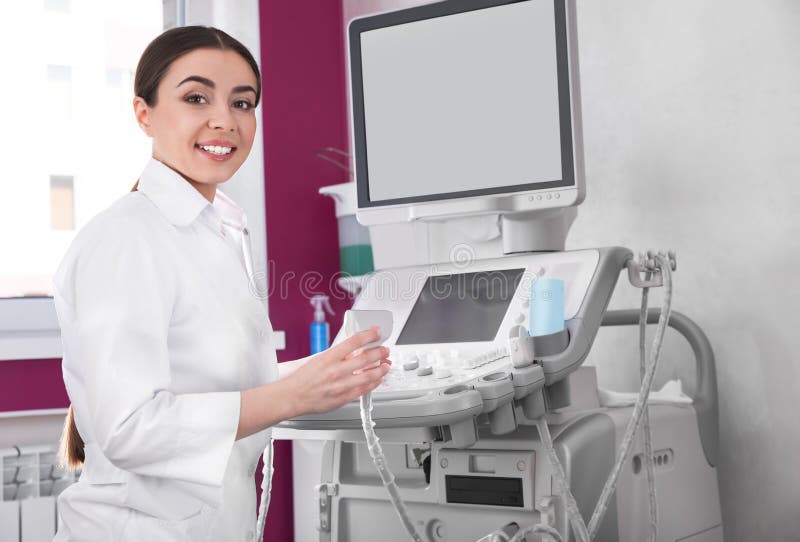 Sonographer Using Modern Ultrasound Machine Stock Photo - Image of ...