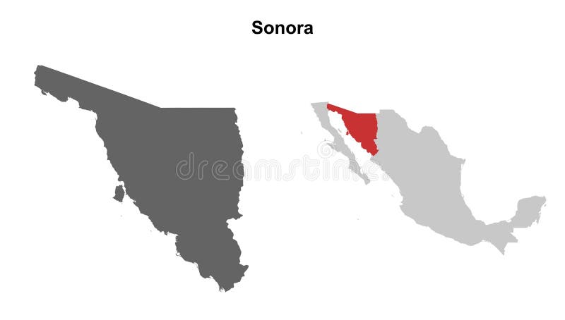 Sonora outline map stock vector. Illustration of state - 379012245