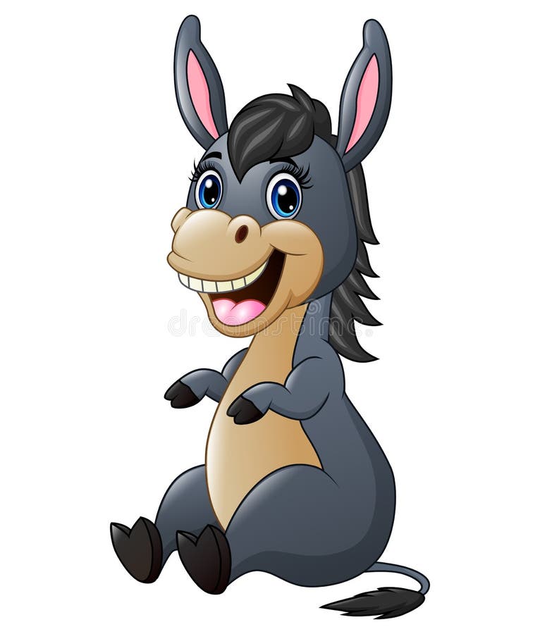 Historieta Feliz Del Burro En La Granja Con El Campo Verde Ilustración ...