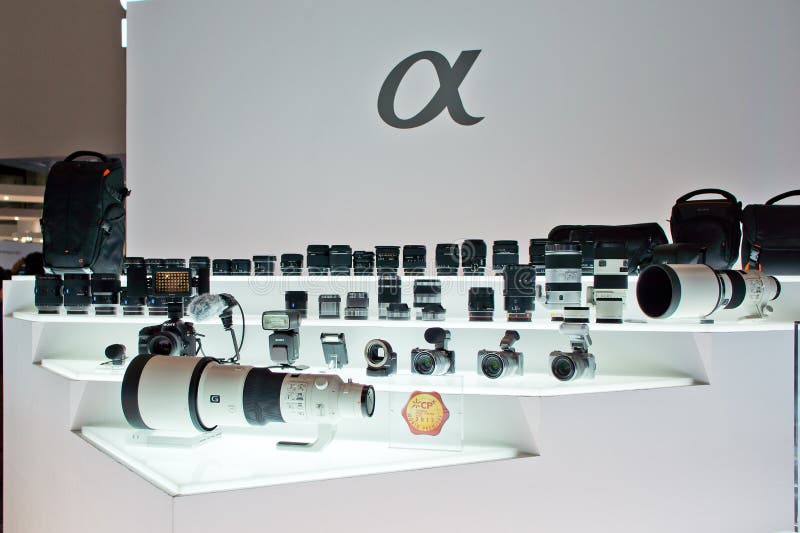 Sony lens on display editorial stock photo. Image of market - 95357778