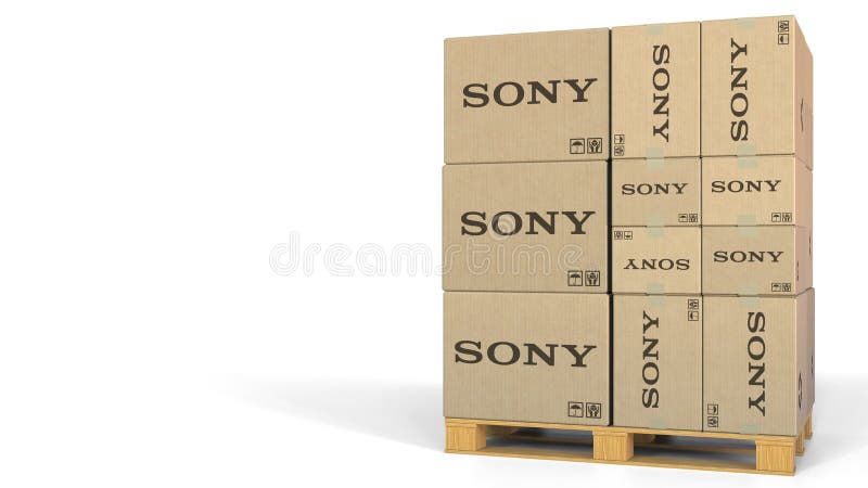 Sony Logo on Cartons on Pallet. Editorial 3D Rendering Editorial Photo ...