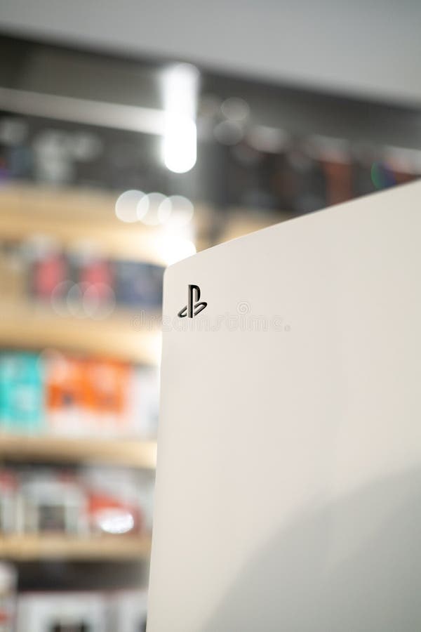 Sony PlayStation 5 in a Brightly Lit Retail Store, on a Table Editorial ...