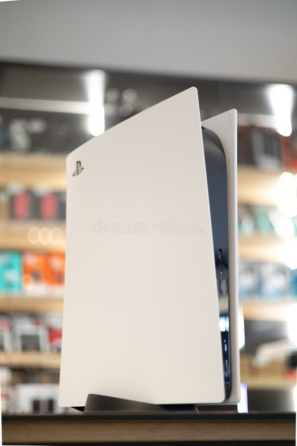 Sony PlayStation 5 in a Brightly Lit Retail Store, on a Table Editorial ...