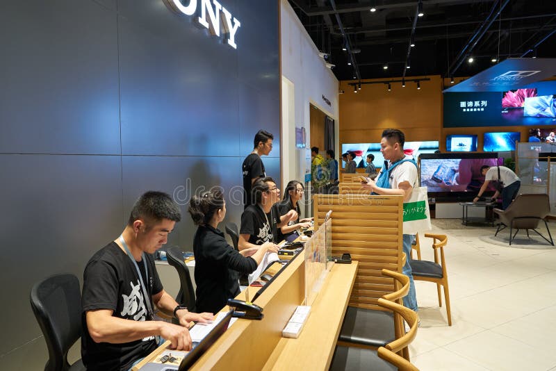 Inside Sony Store at UpperHills Editorial Stock Image - Image of staff ...