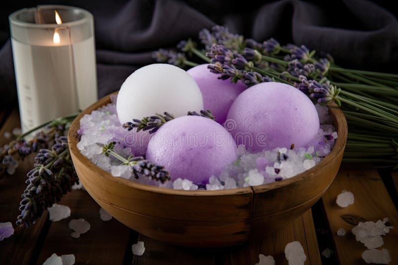 Soothing Bubble Bath with Lavender and Eucalyptus Scents Stock ...