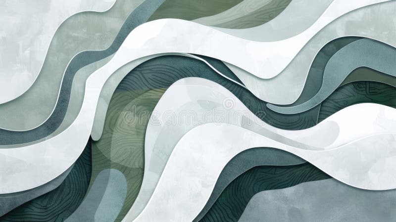 Soothing and Calm Abstract Landscape Featuring Wavy Layers and Pebbles ...