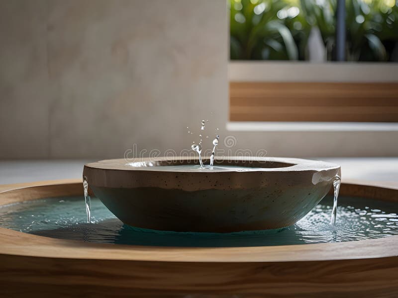 Soothing Indoor Water Feature on Neutral Background for Calm Interiors ...