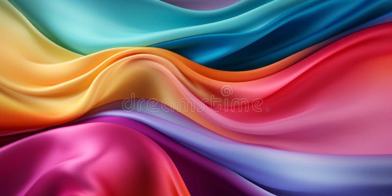 Soothing Rainbow Wavy Satin Cascade Under Sunlight, Generative AI Stock ...