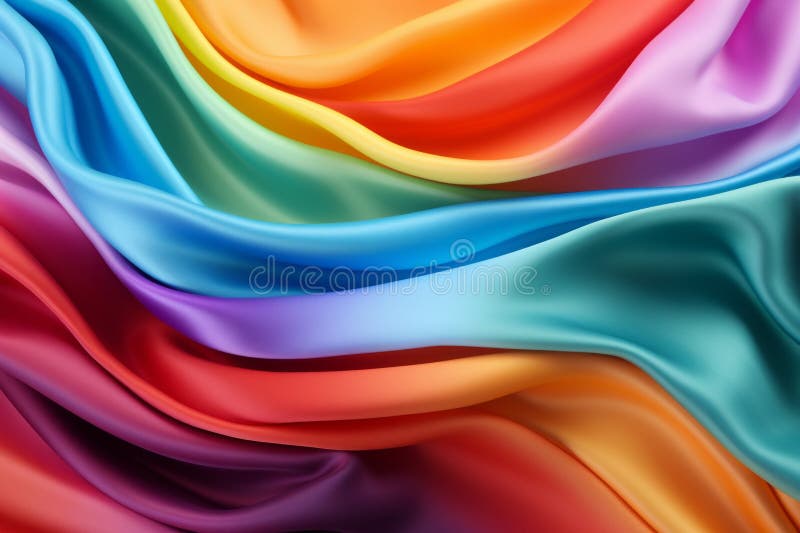 Soothing Rainbow Wavy Satin Cascade Under Sunlight, Generative AI Stock ...