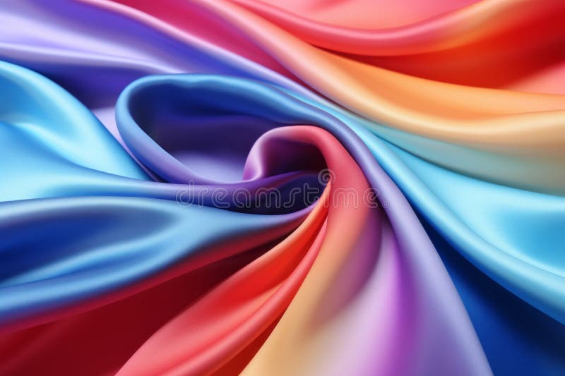 Soothing Rainbow Wavy Satin Cascade Under Sunlight, Generative AI Stock ...