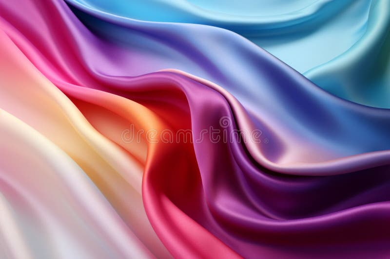 Soothing Rainbow Wavy Satin Cascade Under Sunlight, Generative AI Stock ...