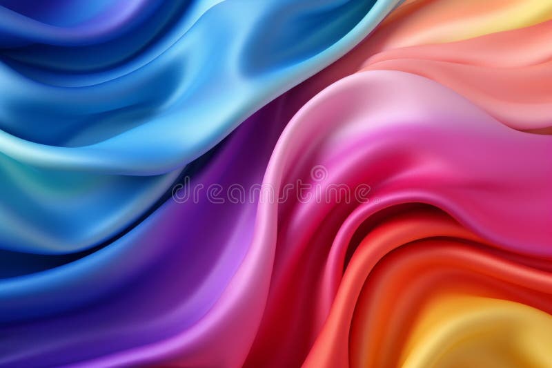 Soothing Rainbow Wavy Satin Cascade Under Sunlight, Generative AI Stock ...