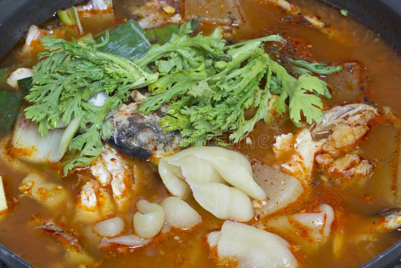 Sopa Coreana De Los Pescados Imagen de archivo - Imagen de amarillo ...