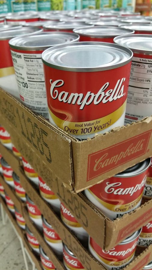 Lata Da Sopa Do Tomate De Campbell Foto de Stock Editorial - Imagem de ...