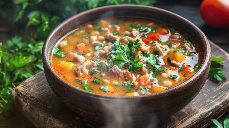 Sopa De Man with Peanut, Meat and Vegetables with Smoke Stock Video ...