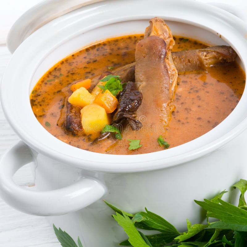 Sopa de rabo de buey imagen de archivo. Imagen de carne - 45135793
