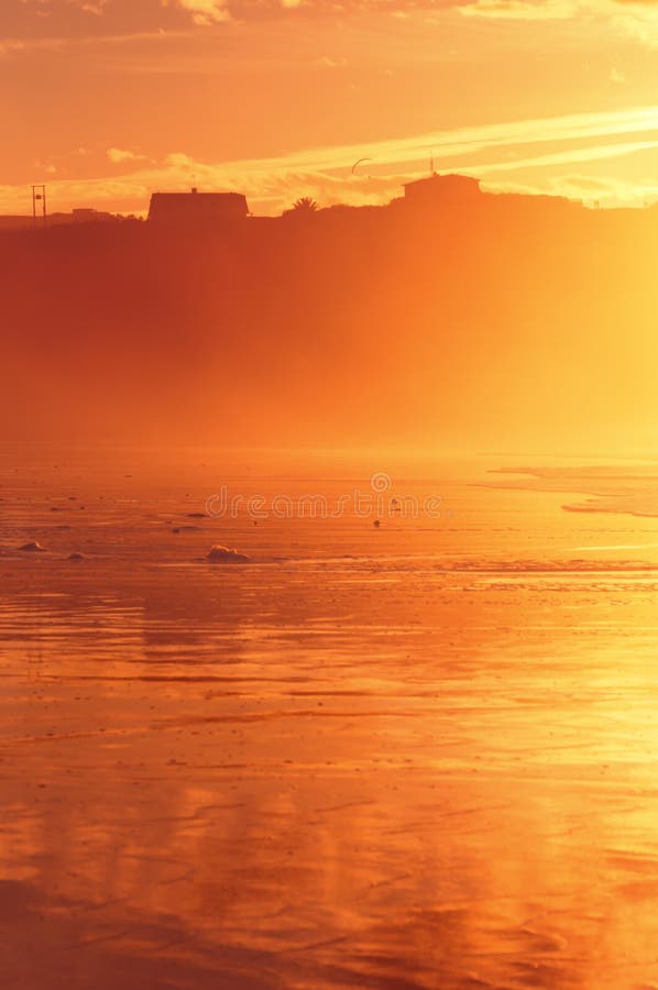 Sopelana Misty Beach at Sunset Stock Image - Image of morning ...