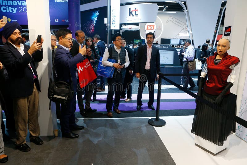 Sophia AI Robot at Mobile World Congress 2019 Editorial Stock Photo ...