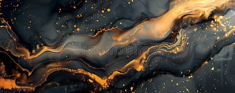 Sophisticated Abstract Artwork in Black and Gold, Creating a Luxurious ...